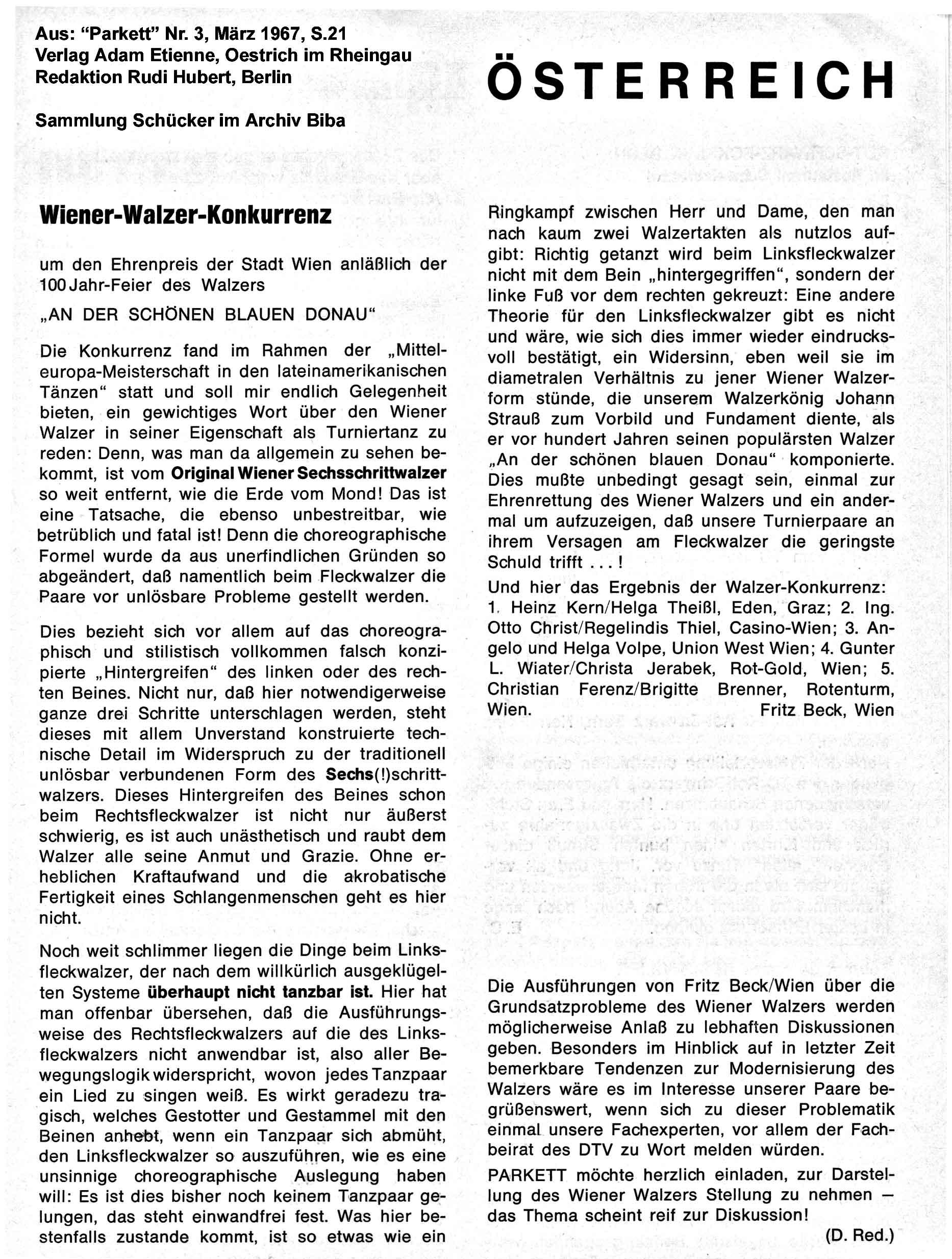 ÖTSV | 50 Jahre ÖTSV - der Wiener Walzer im Laufe der Geschichte